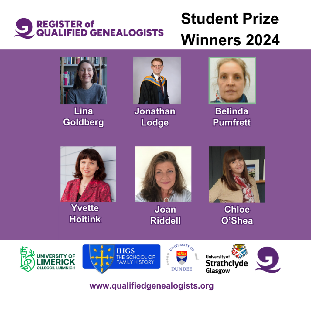 Student Prize Winners 2024 - Register of Qualified Genealogists